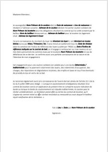 Modèle d'acte de caution solidaire