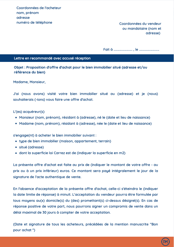 Modèle d’offre d'achat immobilier : que doit-elle contenir